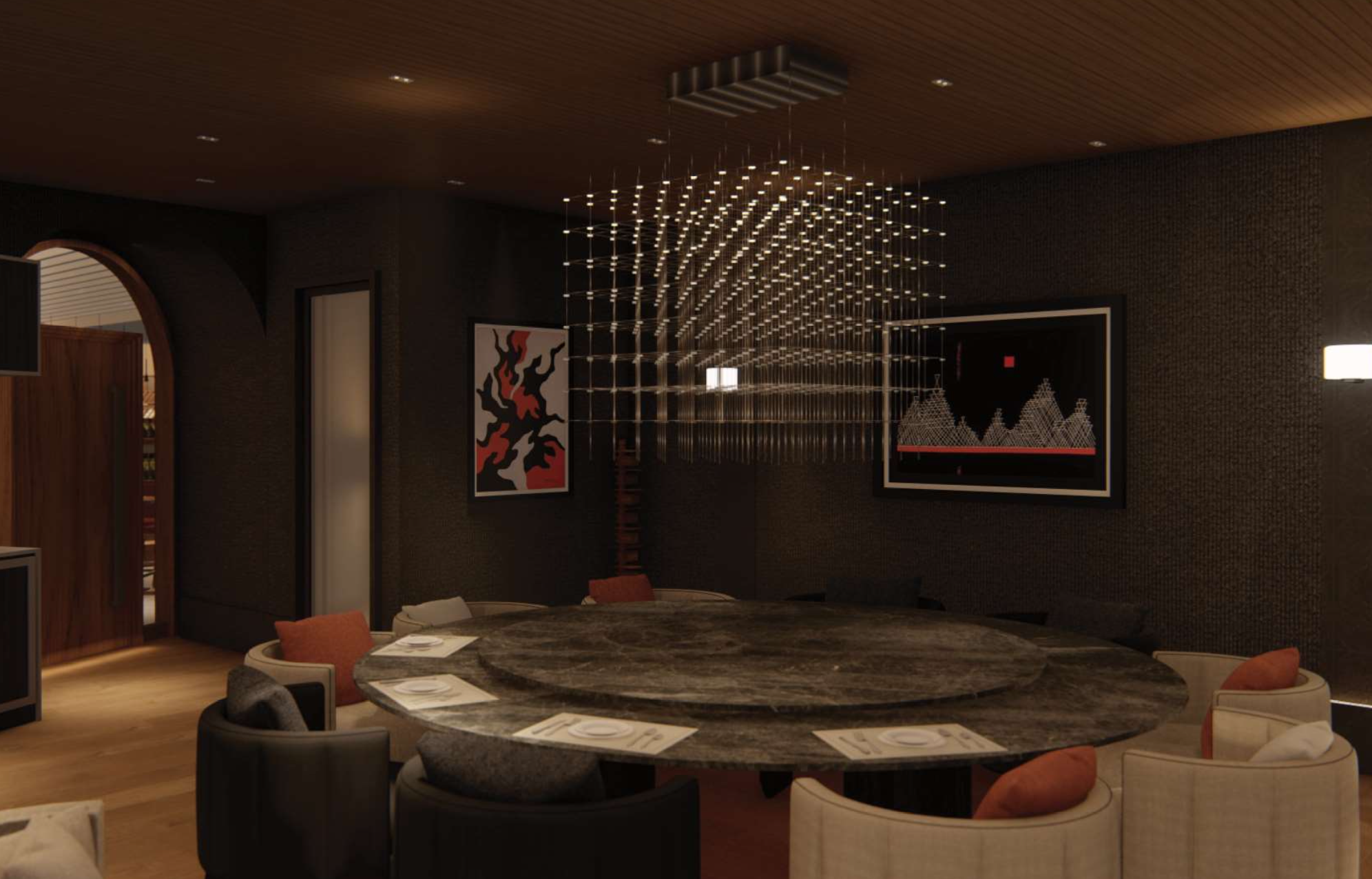 Private dining room with elegant table setting